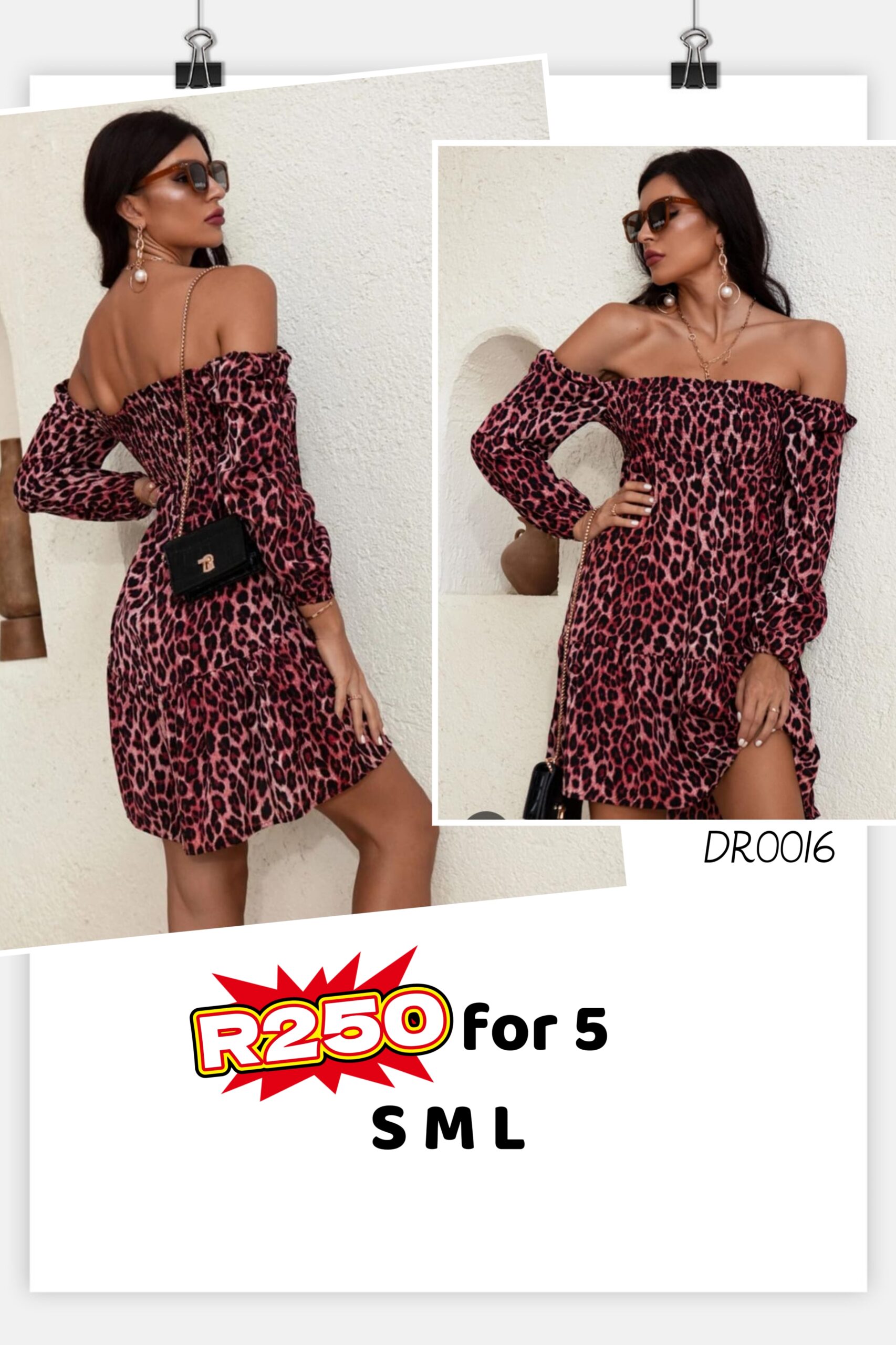 Women's Off-Shoulder Leopard Print Dress - Katherine Wholesale SA