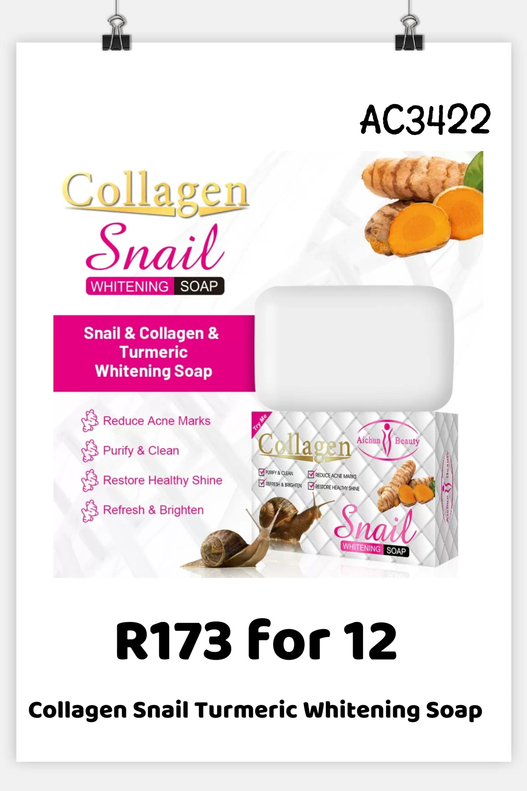 Collagen Snail Turmeric Whitening Soap - Katherine Wholesale SA
